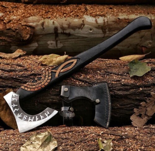 Custom Made High Carbon Steel Viking Axe Long Bearded Tomahawk Hatchet ...
