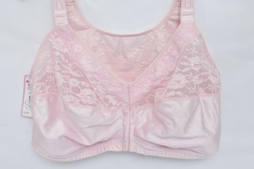 Comfort Choice Plus Size Lace Pink Wireless Front-Close Cotton Bra Size ...