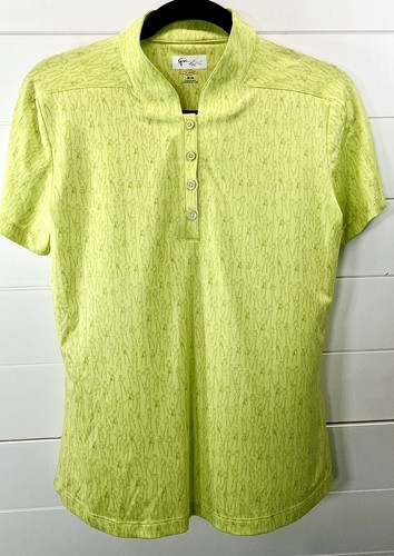 Greg Norman Green Yellow Martini Cocktail Short Sleeve Golf Shirt M ...