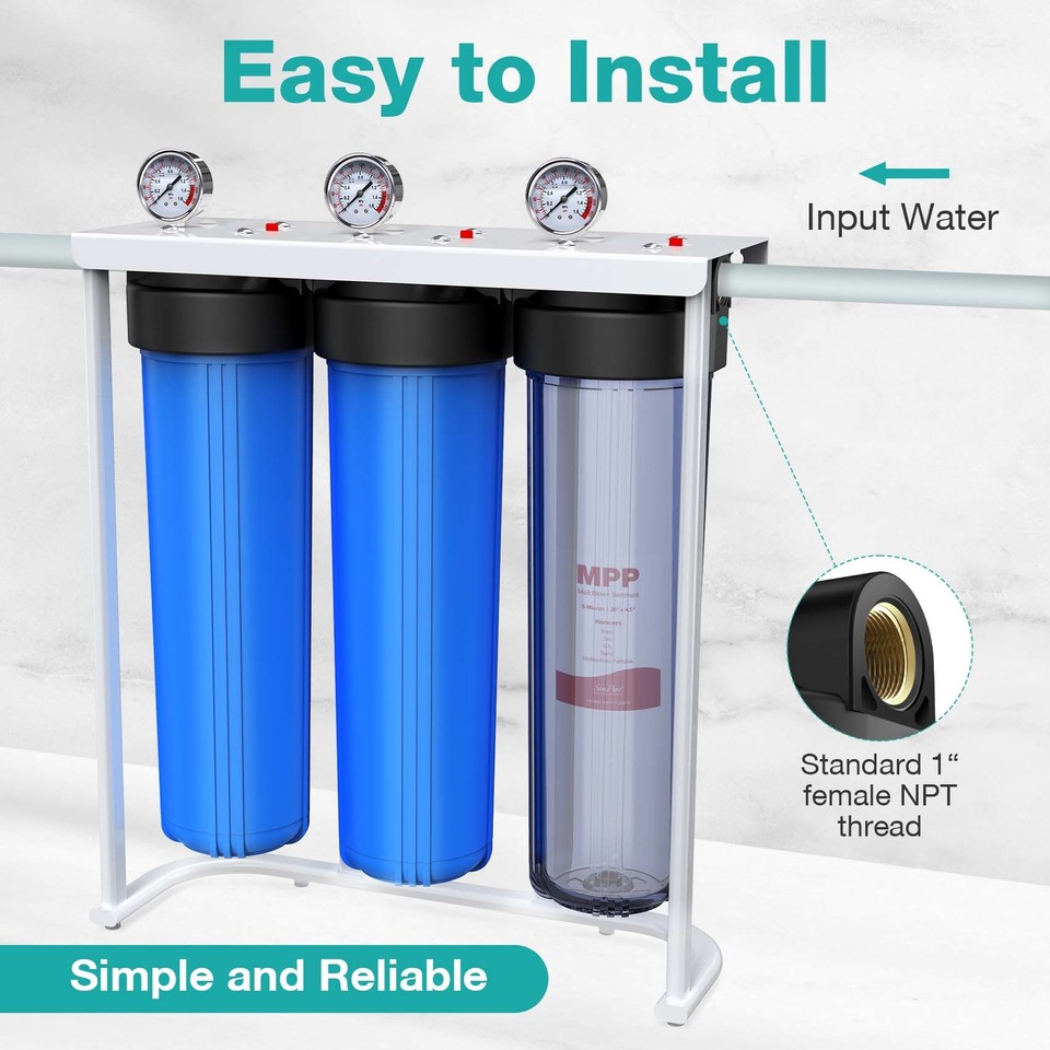 3Stage Whole House Water Filter System for 4.5"x20" Filtration ...