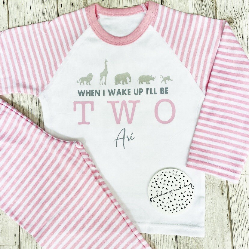 Personalised When I Wake Up I Will Be Two Girls Pyjamas Two Wild Safari ...