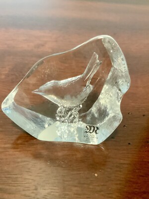 Vintage Small M ATS JONASSON Sweden ART GLASS CRYSTAL Wren Bird ...