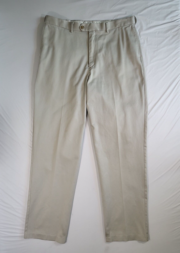 Alan Flusser Mens Pants Chino 36 X 34 Elastic Waistband Twill Alabaster ...