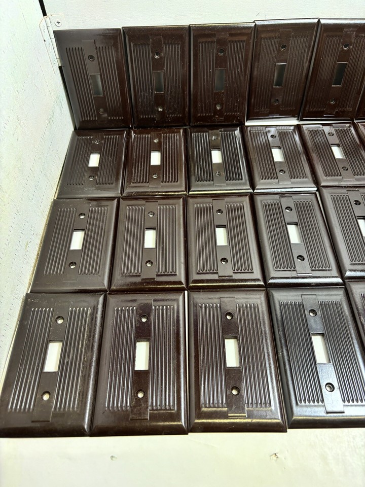 vtg Brown Art Deco Ribbed Light Switch Cover #7203 National Tool LOT ...