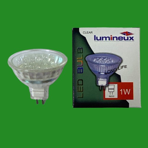 2x 1W Lumineux 15 LED White Coloured MR16 Spot Light Bulbs, 12V Lamps ...