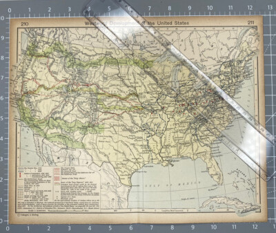 1513-1776 European Exploration Settlement US 1920's Vintage Map Folded ...