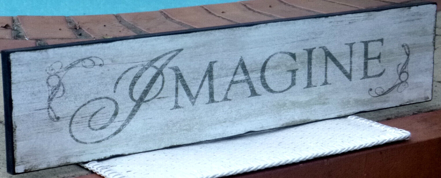Large Rustic Wood " IMAGINE " Wall Plaque BRAND NEW | eBay