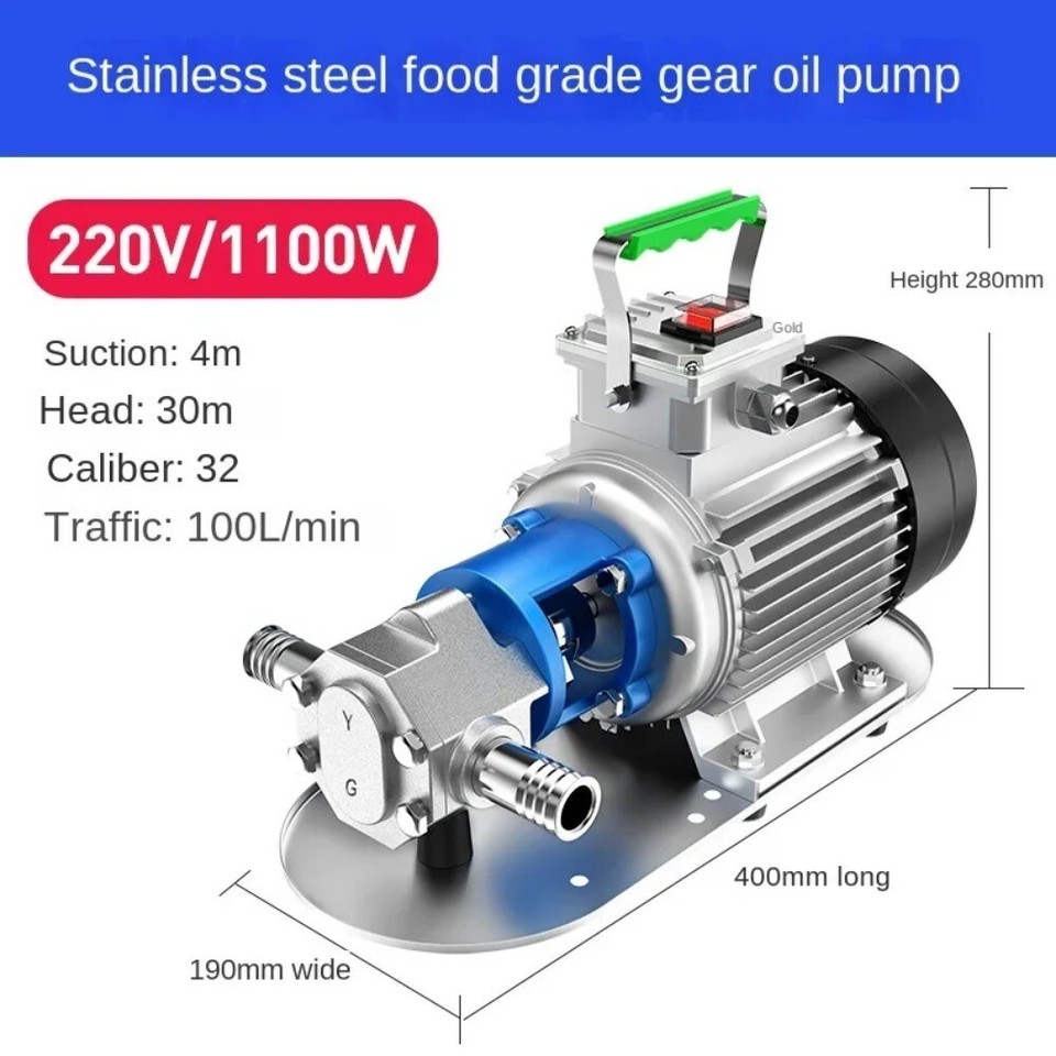 Electric Oil Pump Self-priming Stainless Steel Gear Pump High Viscosity ...
