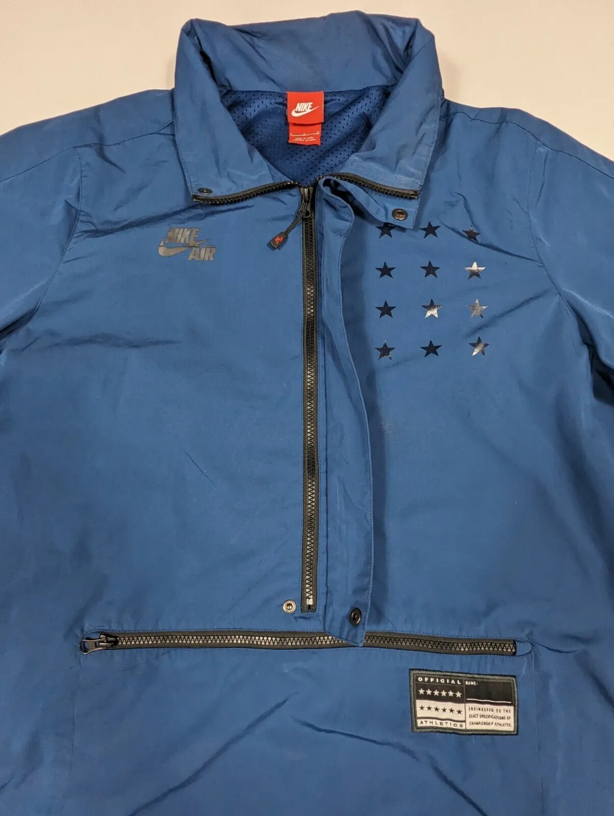 Nike Air Pivot V3 Anorak Jacket Blue Spell Out Short Sleeve Hooded Men ...