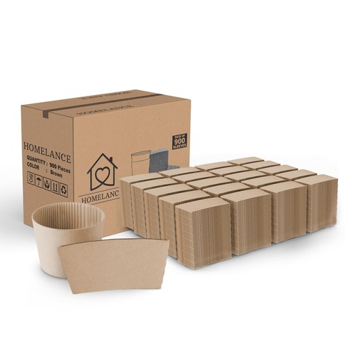 Coffee Sleeves 900 Pcs – Corrugated Brown Kraft Paper Cups Sleeves Fit ...