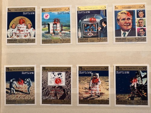 SHARJAH, SPACE, GOLDEN, RED APOLLO 14 OVERPRINT, MNH, VF PERFORATED ...