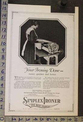 1919 SIMPLEX IRON MACHINE ROLLER LAUNDRY CLOTHES HOUSEHOLD HOME DECOR ...