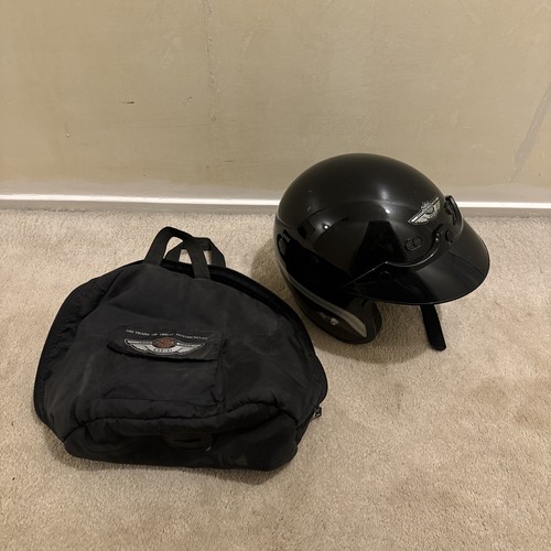 Harley Davidson 100th Anniversary Black 3/4 Open Face Helmet Medium | eBay