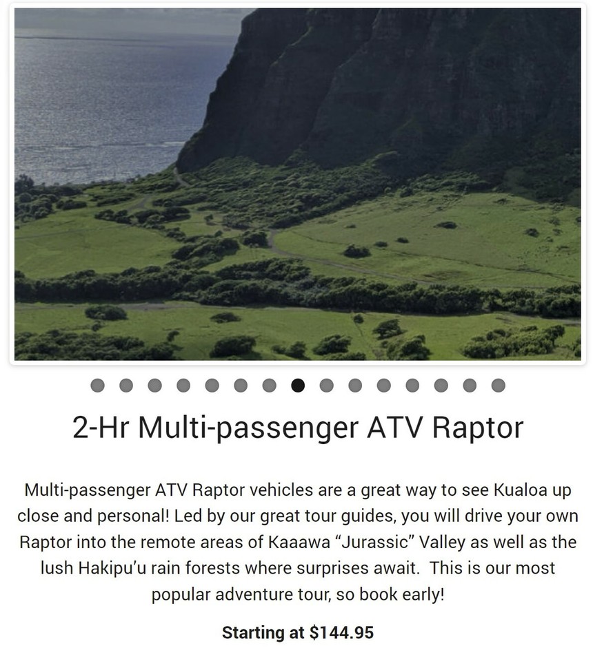 Hawaii Kualoa Ranch 2-Hr ATV Raptor 4 tickets (4 people reservation) | eBay