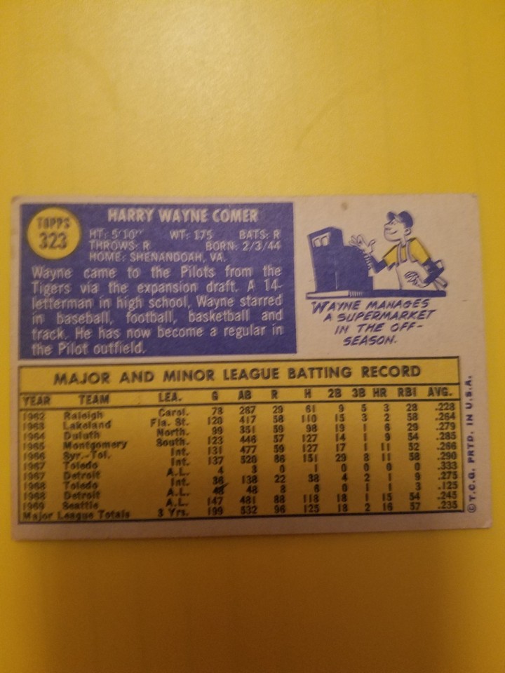 1970 Topps Wayne Comer 323 | eBay