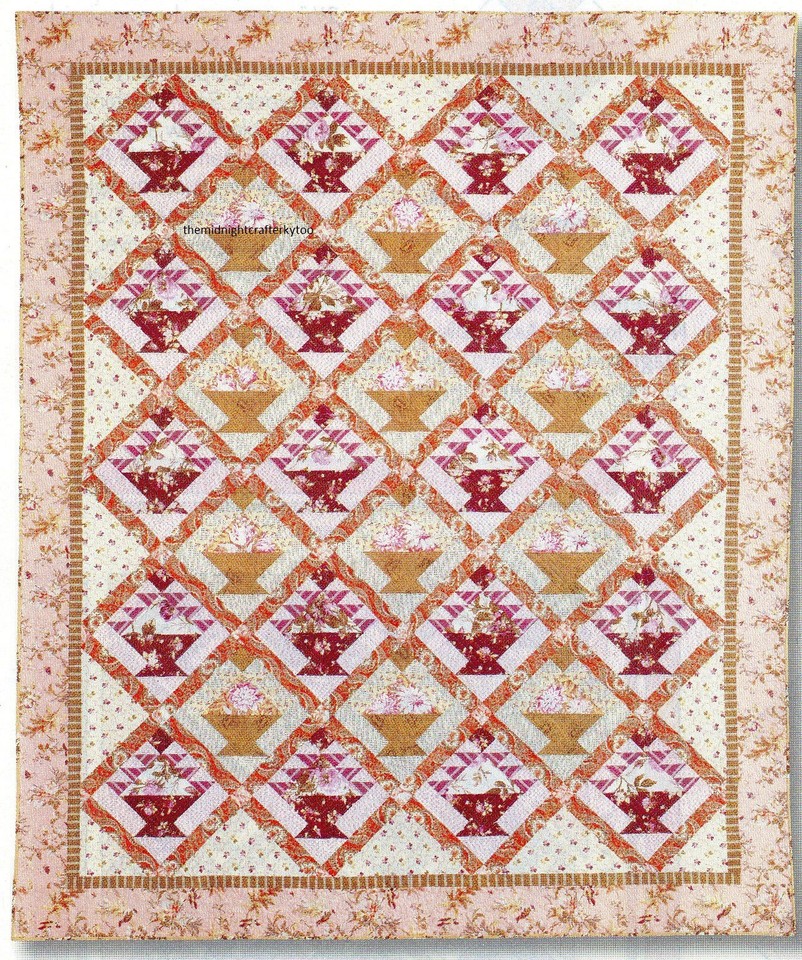 Heirloom Rose Baskets Quilt Pattern Pieced SM | eBay