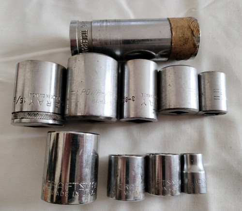 Mixed Lot of 12 Pt Sockets, Craftsman, Gray, Truecraft | eBay