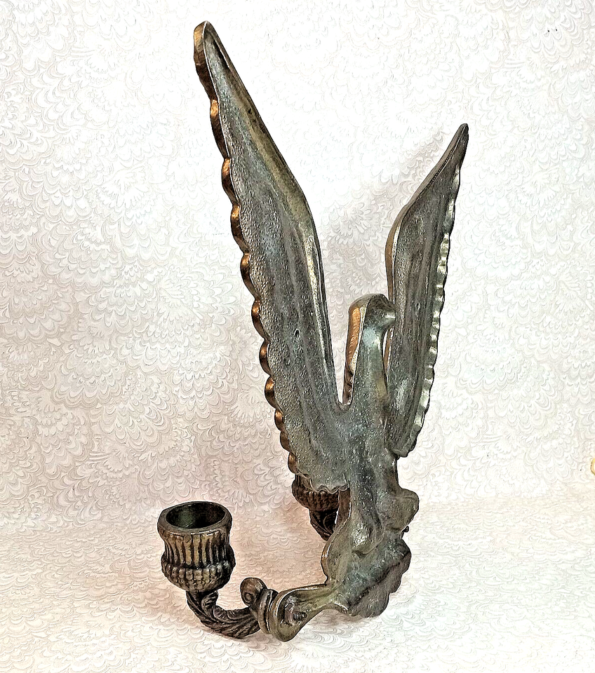 Vintage Brass American Bald Eagle Two Light Candlestick Holder Wall ...