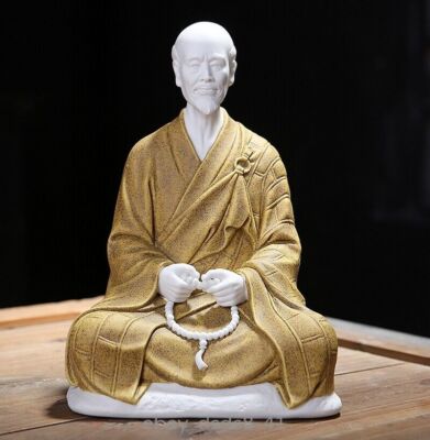 Chinese Zi Sha Porcelain Monk Statue Meditation Buddhism Zen Figure ...