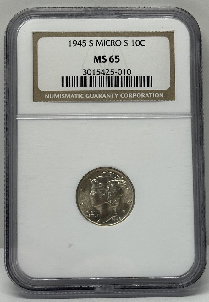 1945 S MICRO S__MERCURY DIME__SILVER COIN__STUNNING NGC GRADED MS65 ...