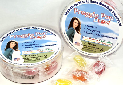 2 Pack Preggie Pop Drops NATURAL Morning Sickness Candy Drops, 21 PCS ...