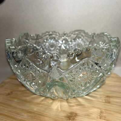Vintage L.E Smith Imperial Deep Glass Bowl Star Pattern America Made | eBay