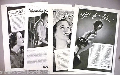 Bell Telephone PRINT AD - 1936 ~ LOT of 4 diff. ads ~~ phone company | eBay
