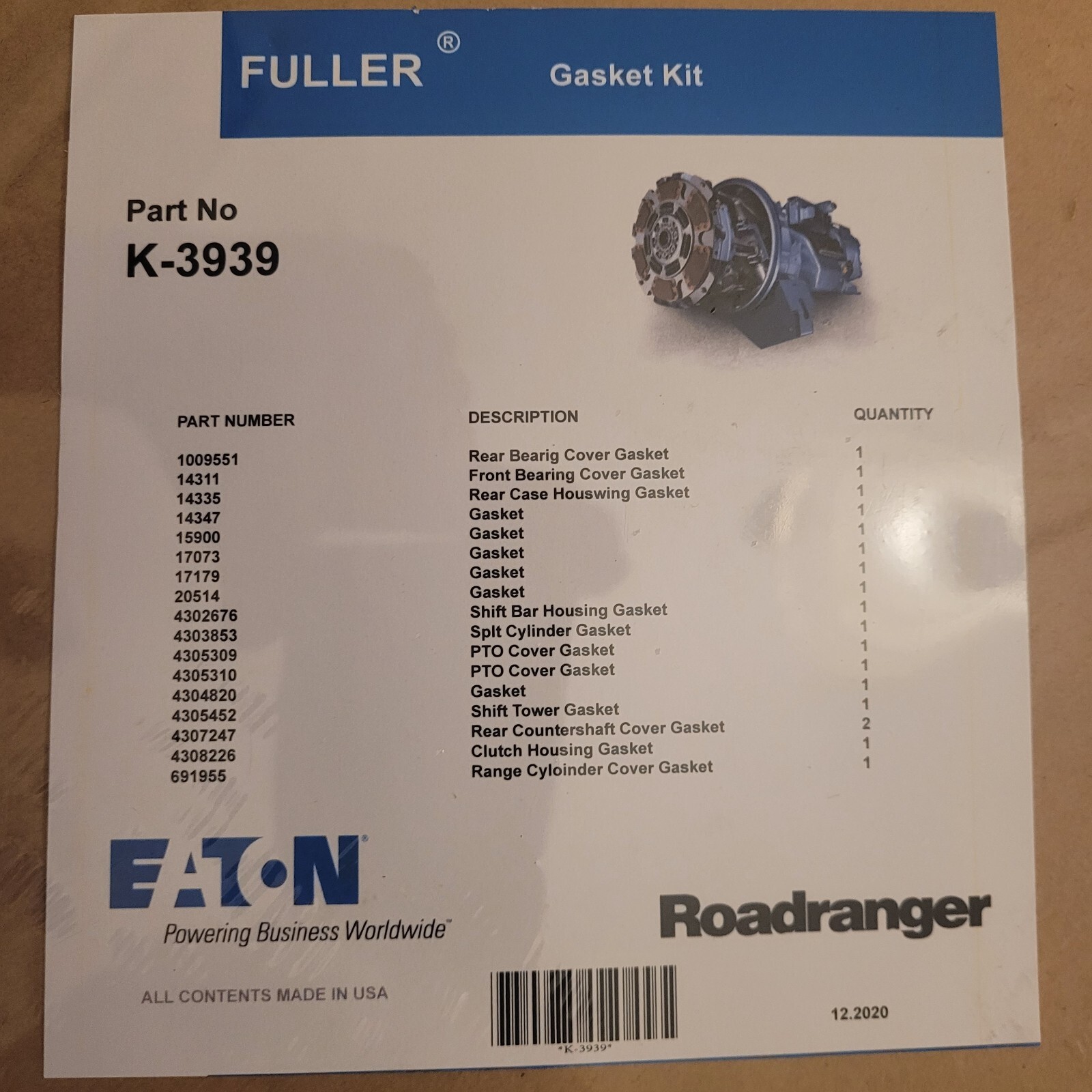 4 Sets Genuine Eaton Fuller K3939 Transmission Gasket Kit | eBay