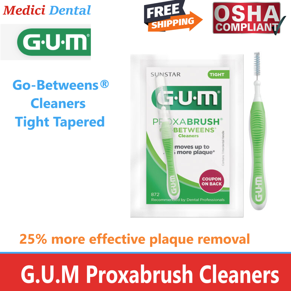 GUM Proxabrush Go-Betweens Cleaner Angled Interdental Brushes Plaque ...