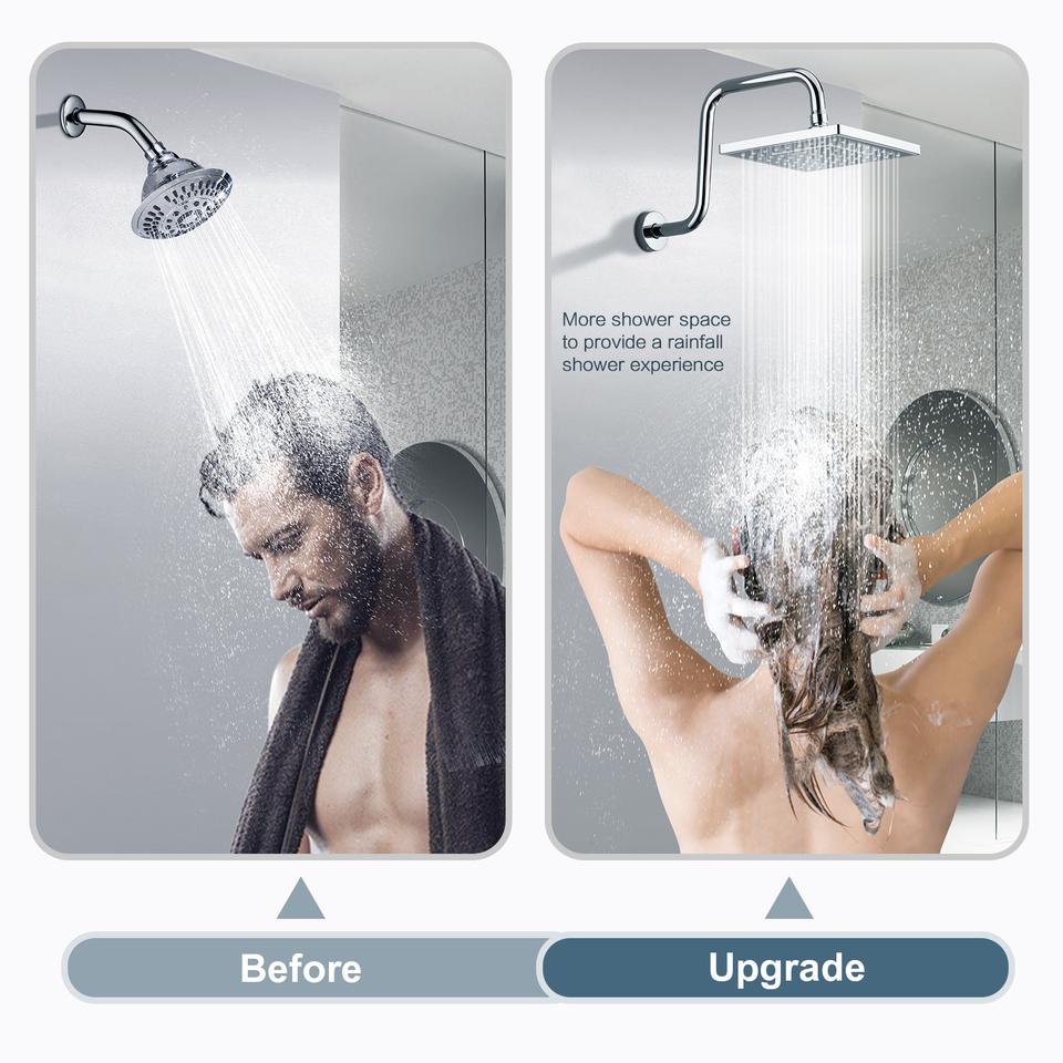 New 13'' S Shaped Shower Head High Rise Extension Arm-Chrome BAR1301-01 ...