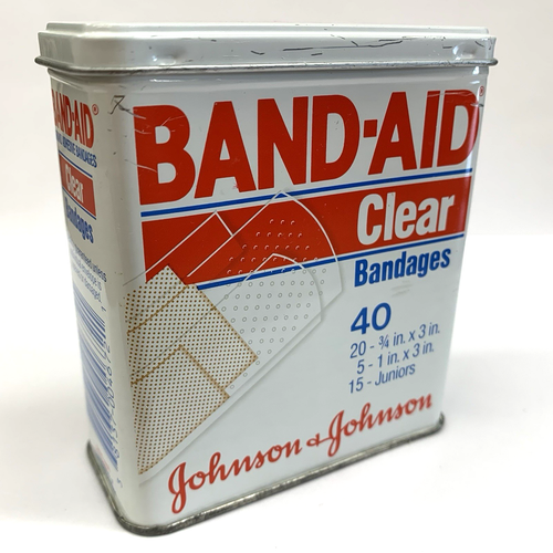 1986 Band Aid Metal Tin Johnson & Johnson Advertising Clear Bandages ...