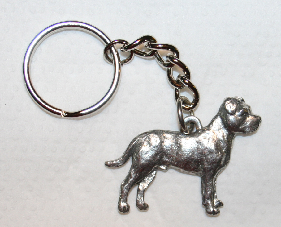 PIT BULL Terrier Pitbull Dog UnCropped Fine Pewter Keychain Key Chain ...