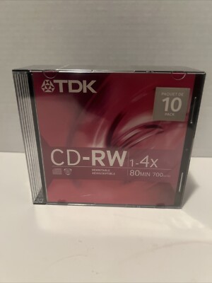 TDK CD-RW Rewritable Data CD's 1x-4x, 700MB 80 min Lot of 5 Factory ...
