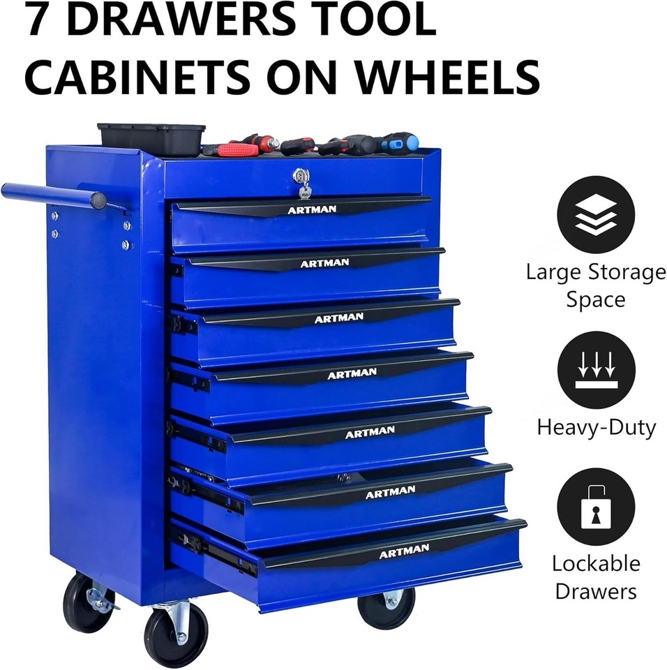 4/5/6/7 Drawers Rolling Tool Box Tool Chest Tool Storage Box Cabinet w ...