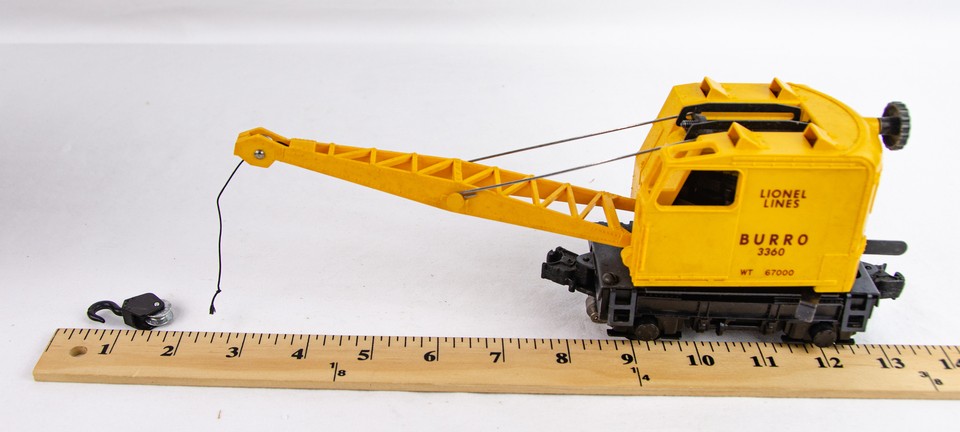 Lionel 1:48 O Scale Original Operating Burro Crane Model Train Car 3360 ...