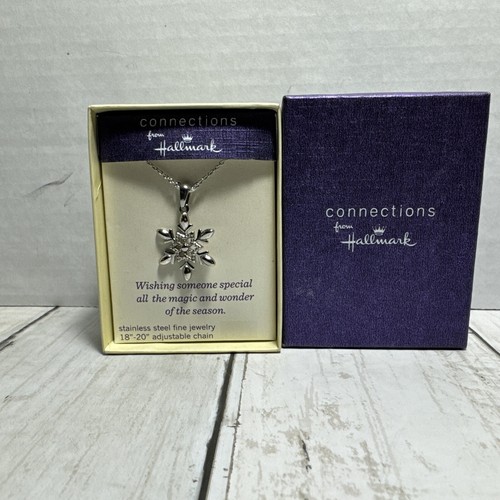 Snowflake Necklace by Hallmark Stainless Steel 18" -20” Long Adjustable ...