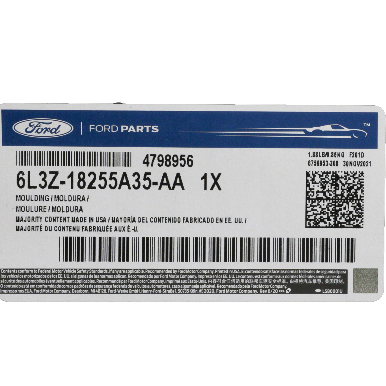 NEW OEM Ford 2007-14 F-150 Left Rear Door Trim Pillar Applique 6L3Z ...