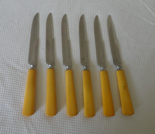 VINTAGE SOLINGEN CELLULOID STEAK KNIVES, STAINLESS BLADES, GERMANY | eBay