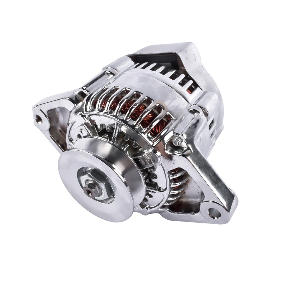 Chrome Mini Alternator Fits For GM Denso Style 12 Volt V-Belt 1 Wire ...