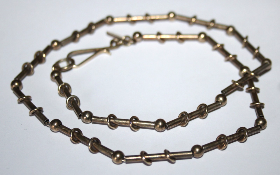 Modernist British Sterling Silver Antique Gold Plated Necklace Bar Loop Unusual | eBay