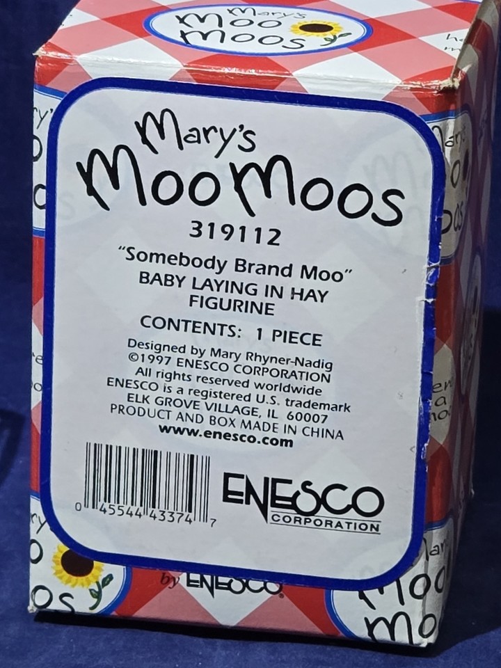 Mary's Moo Moos Figurine "Somebody Brand Moo" 1997 Enesco #319112 With ...