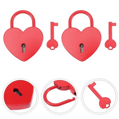 2 Pcs Couples Love Padlock Portable Heart Shaped Small Padlocks with ...