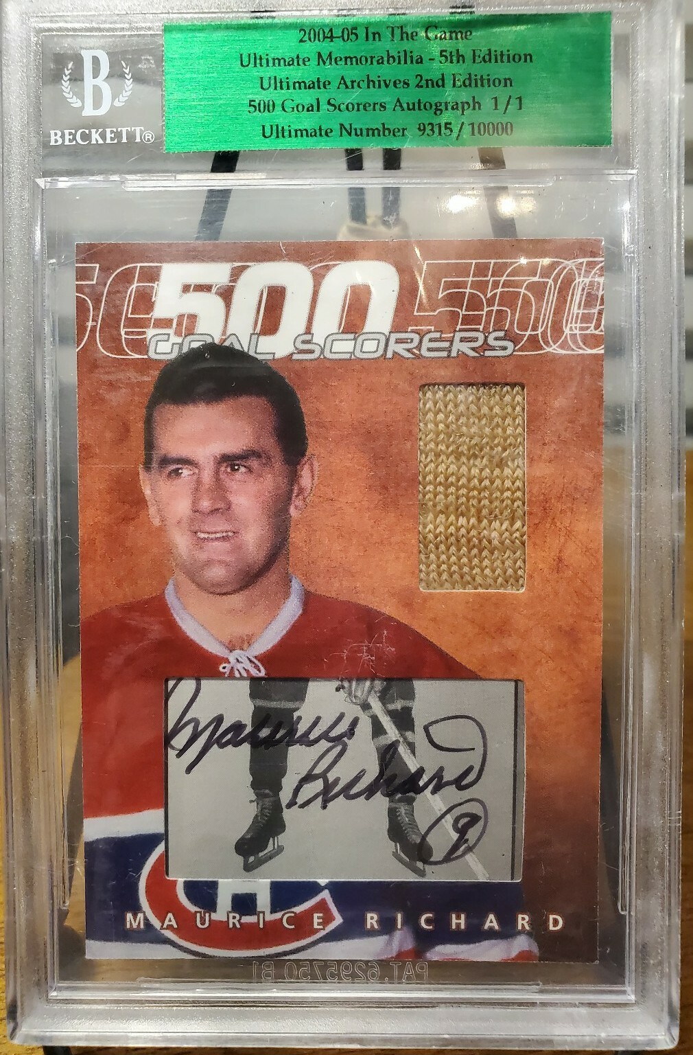 Maurice Rocket Richard 1/1 Cut Auto 2004 Ultimate 500 Goal Scorers ...