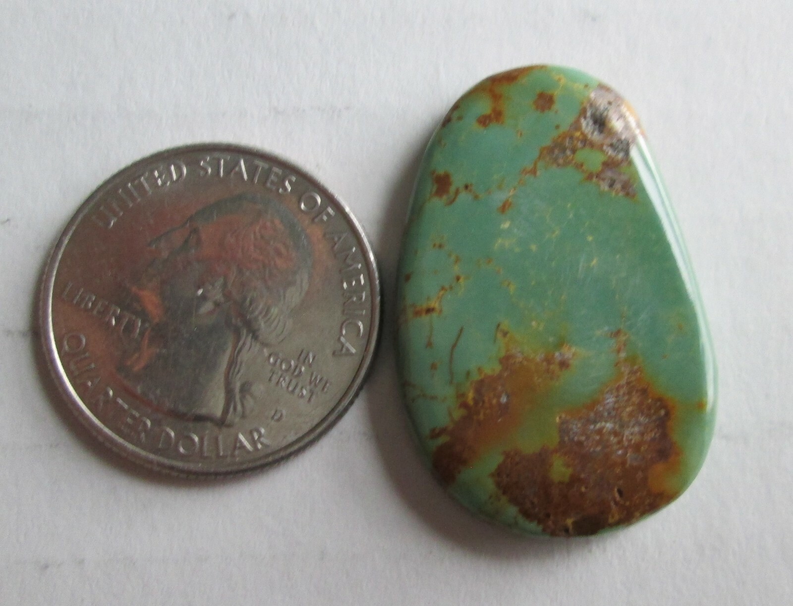29.70 ct. Stabilized Chinese Qingu, Hubei, Turquoise Cabochon Gemstone ...