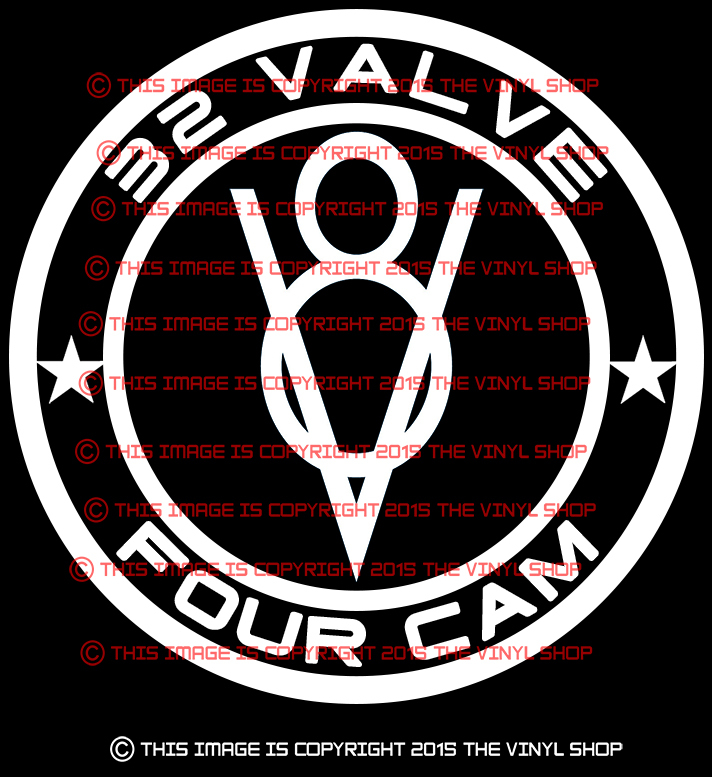 4 INCH "V8 32 Valve Four Cam" V8 decal sticker,fits all 32v 4 cam V8 ...