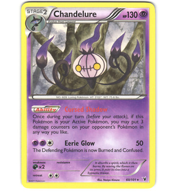 Pokemon 2011 Light Play Chandelure Noble Victories Rare 60/101 Card | eBay