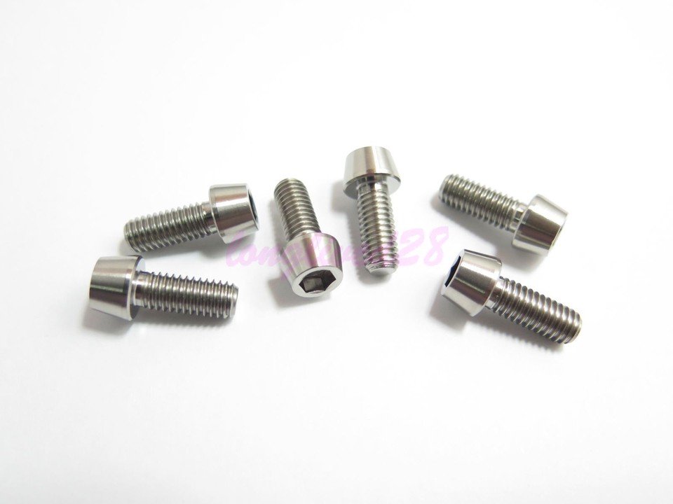 Titanium M6 x 15mm Tapered Ti Bolt Taper Hex Allen Socket Head Screw ...