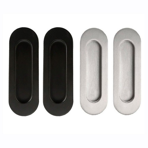 Black Finish Stainless Steel Pocket Door Handles Recessed Cabinet Pulls ...