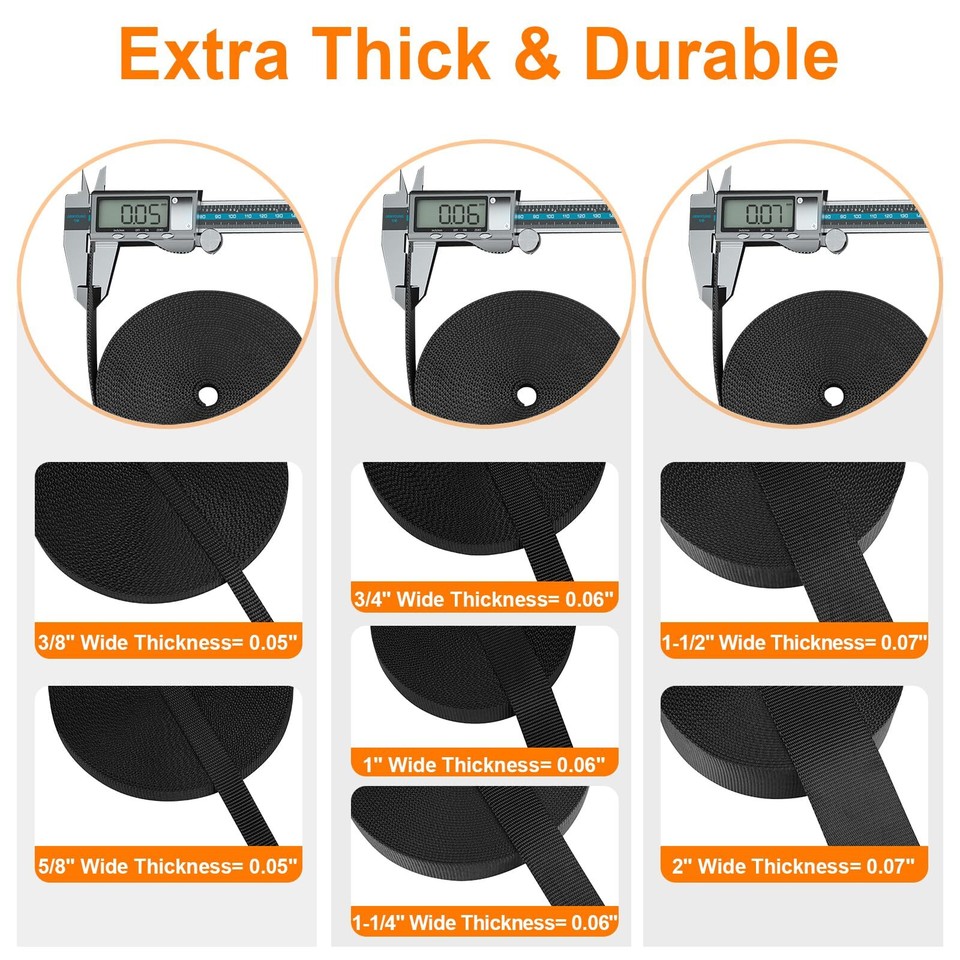 Extra Thick Webbing Heavy Duty Nylon Straps Flat Strapping for Outdoor ...