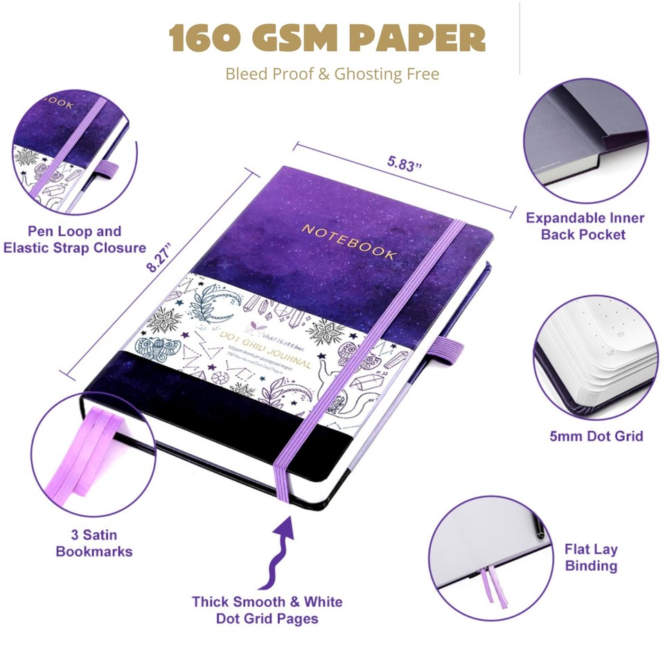 Dotted Journal – 160gsm Bleed Proof Thick White Paper – 200 Numbered ...